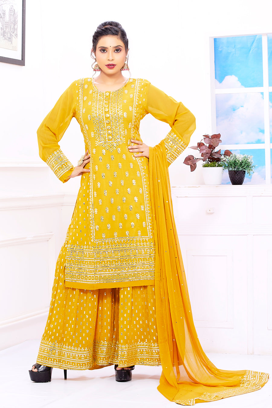 Golden Dream Gharara Suits – Roop Sari Palace
