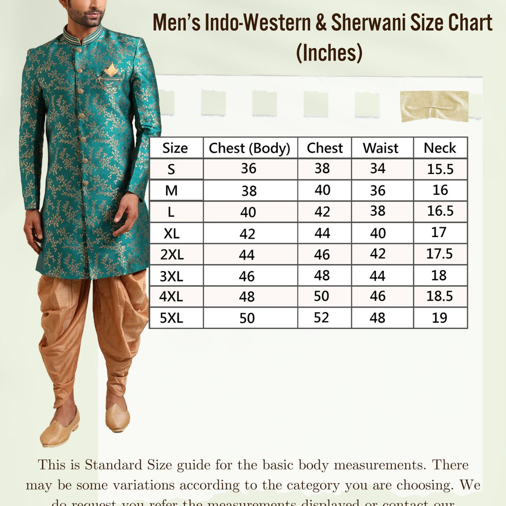Men's Indo Western Size Chart | Roop Sari Palace