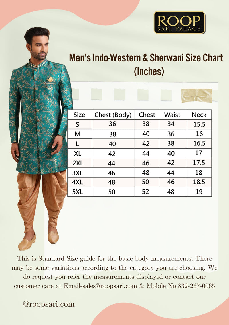 Men's Indo Western Size Chart | Roop Sari Palace
