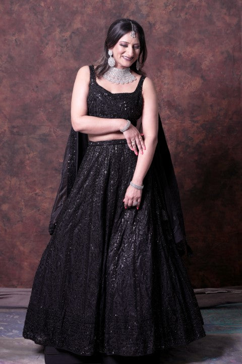 Black Sequence Lehenga Choli – Roop Sari Palace